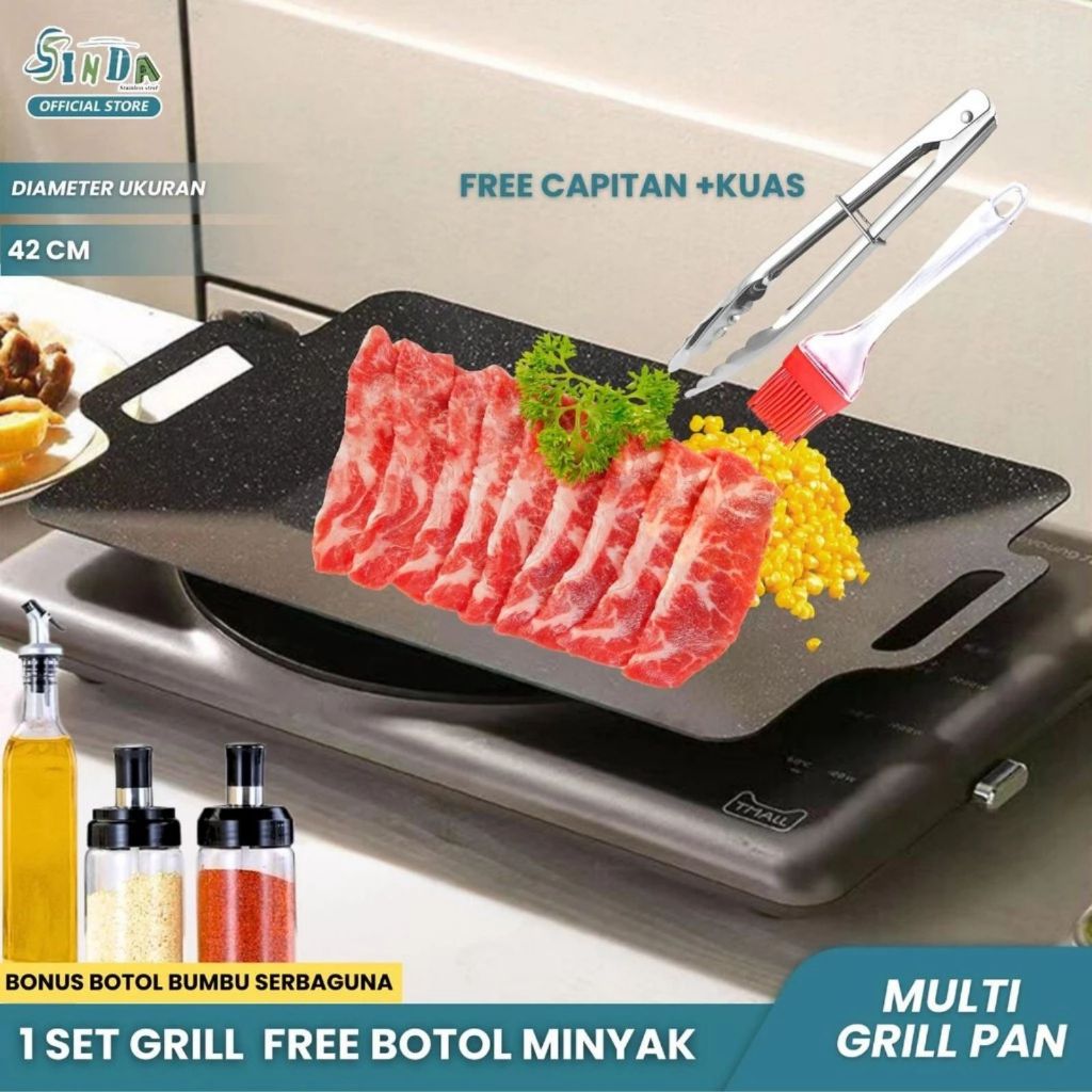 Jual SINDA Grill pan BBQ Datar Wajan Persegi Kebab Anti Lengket ...