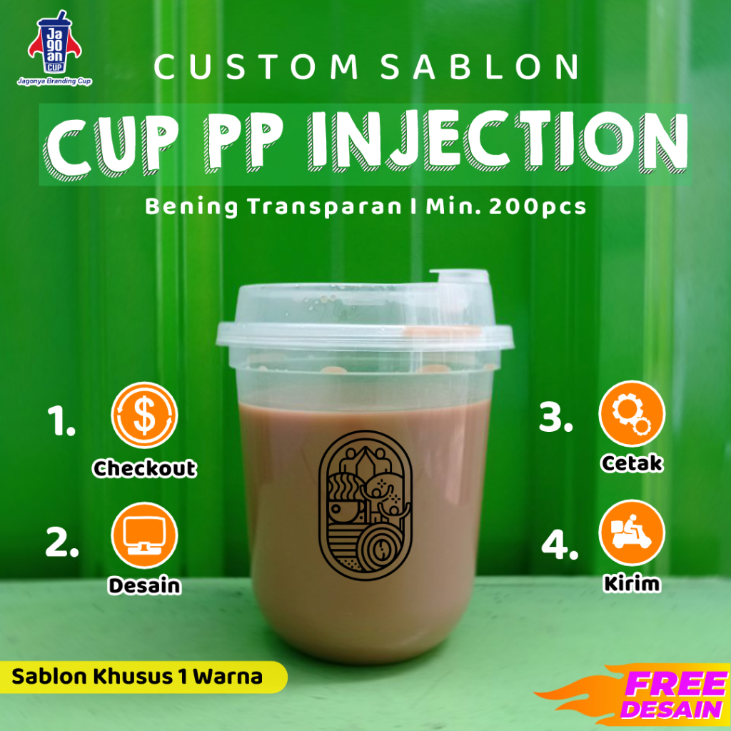 Jual Sablon Gelas Cup Injection 12 Oz Oval 380 ml & 14 Oz Datar 400 ml ...