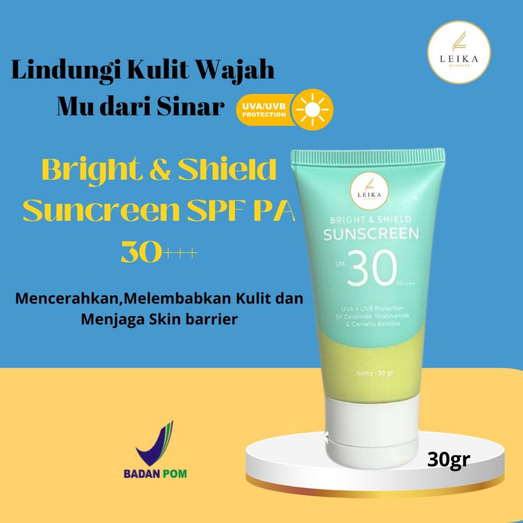 Jual Suncreen Leika Skincare SPF PA 30 +++ BRIGHT & SHEILD 5x ceramide ...