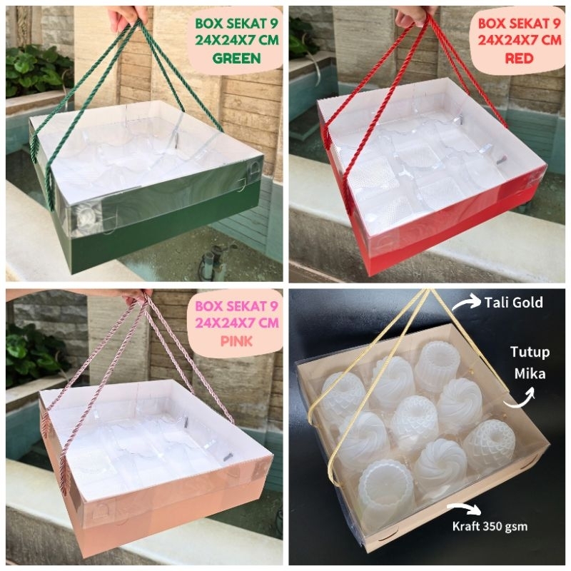 Jual BOX TUTUP MIKA SEKAT PUDING 9 KOTAK HAMPERS 24X24X7 CM | Shopee ...