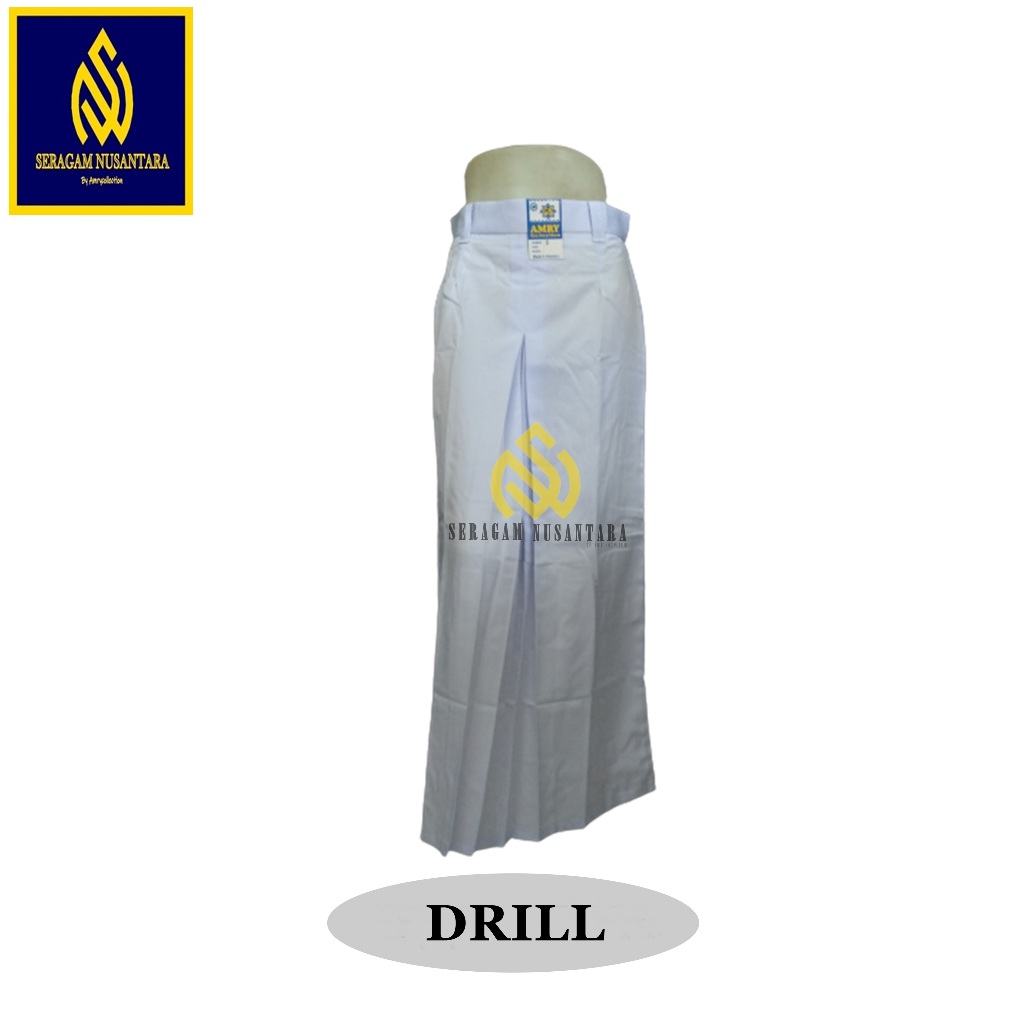 Jual ROK SEKOLAH Rok Span Rempel Depan Belah Satu Panjang PUTIH Seragam ...