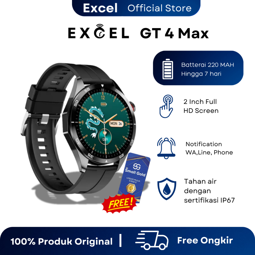 Jual Excel Smartwatch GT 4 Max Smartwatch pria 2.0 Inch Full HD FREE ...
