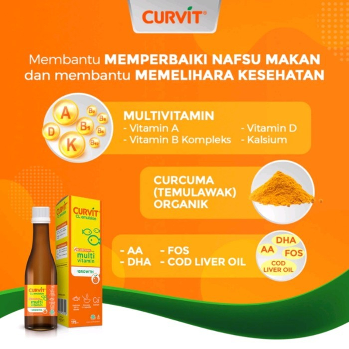 Jual Curvit CL Emulsion Multivitamin dan Suplemen Nafsu Makan 175 ml ...