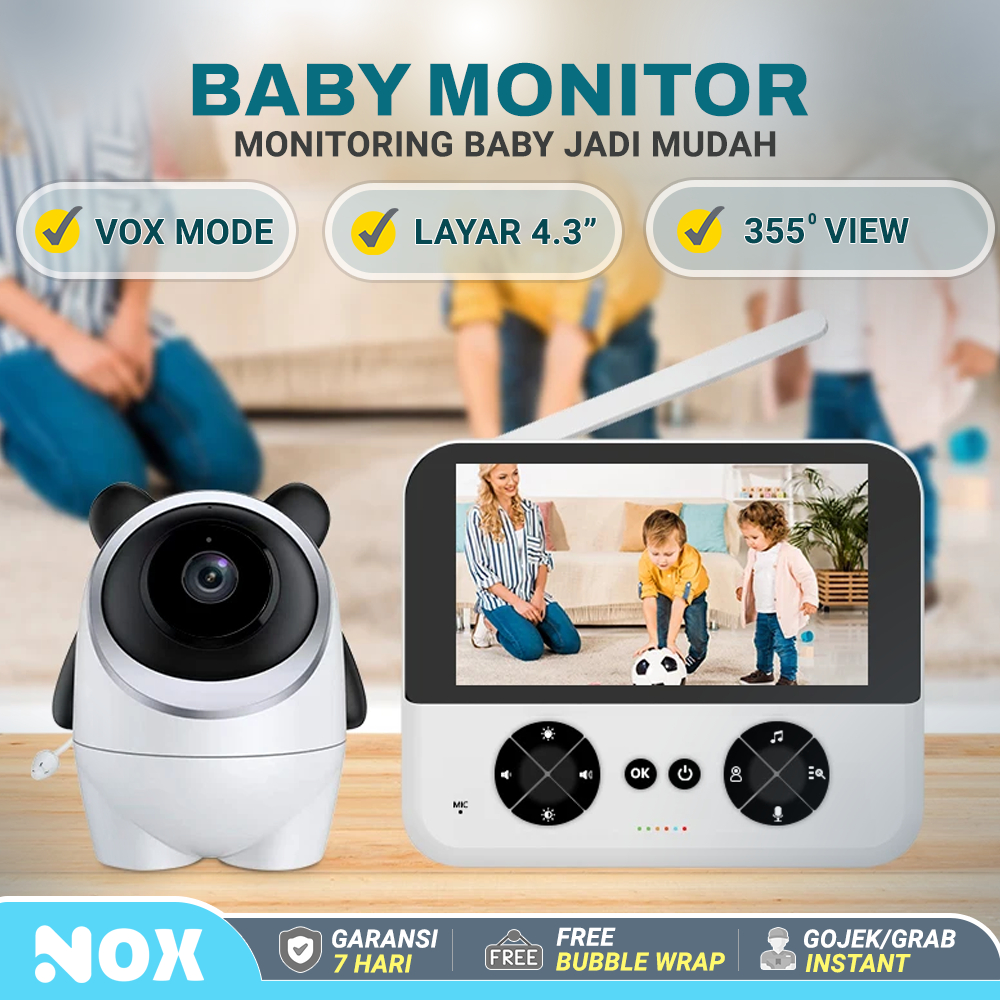 Jual Wireless Baby Monitor Panda 4.3" LCD 8 2 ways talk 355 degree view ...