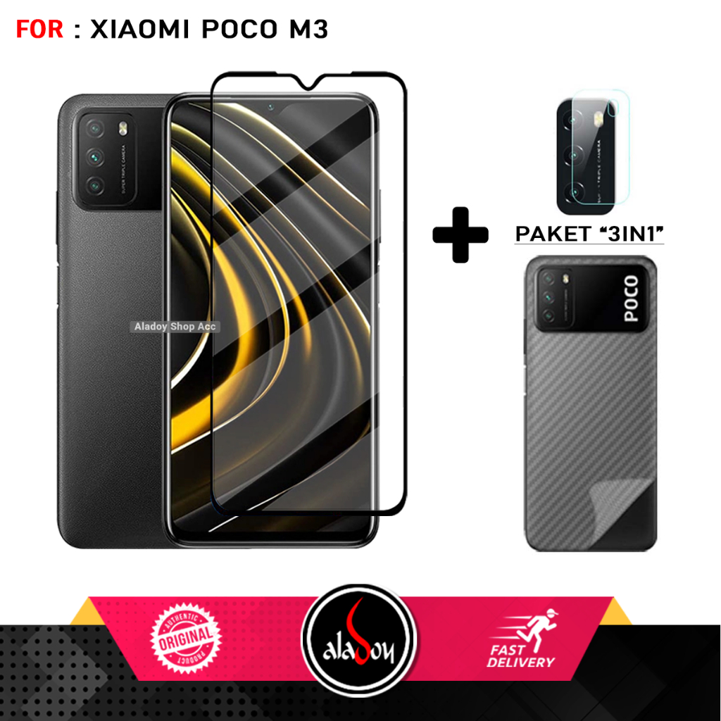 Jual Paket 3in1 Tempered Glass Anti Static Xiaomi Poco M3 Free Tempered ...