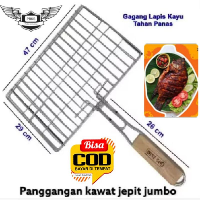 Jual panggangan capit kawat gagang kayu tahan panas ukuran jumbo ...