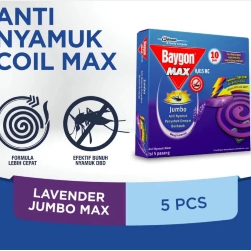 Jual BAYGON COIL JUMBO MAX LAVENDER 10 JAM ISI 5 PCS ORIGINAL 100% | Shopee Indonesia