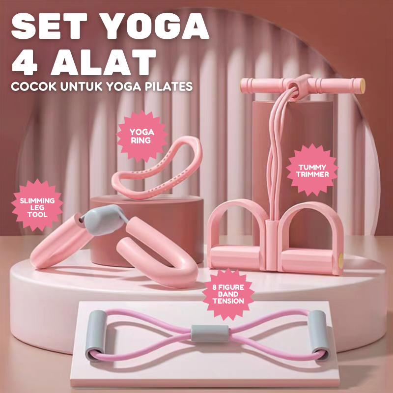 Jual Alat Yoga Pilates Set 4in1 Exercise Leg Thigh Arm Resistance Band ...