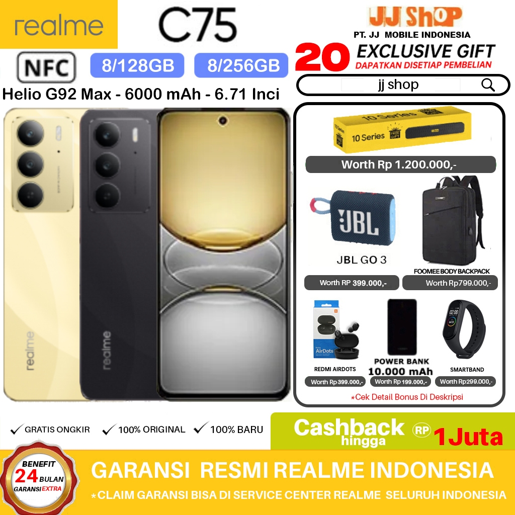 Jual REALME C75 NFC 8/256 8/128 GB RAM 8GB +8GB* ROM 256GB 128GB GARANSI RESMI | Shopee Indonesia