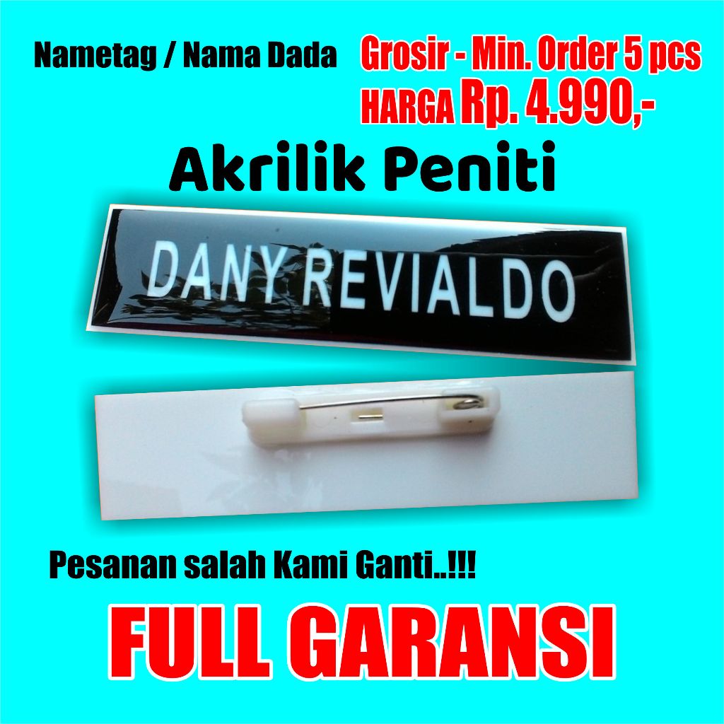Jual Nametag Papan Nama Dada Name Tag Akrilik Peniti Berkualitas ...