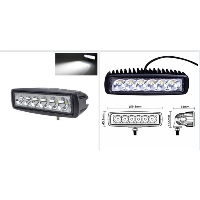 Jual G6 Petak Led Worklight 18w Cree Led Work Light Lampu Sorot Led Pipih Lampu sorot 6 mata ...