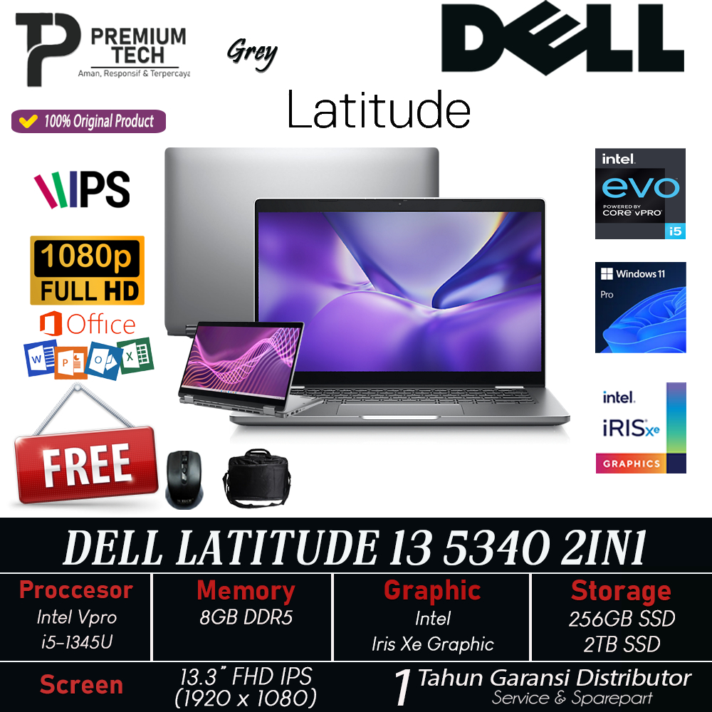 Jual Dell Latitude 13 5340 2in1 Intel Vpro i5 1345U RAM 8GB 2TB SSD FHD ...