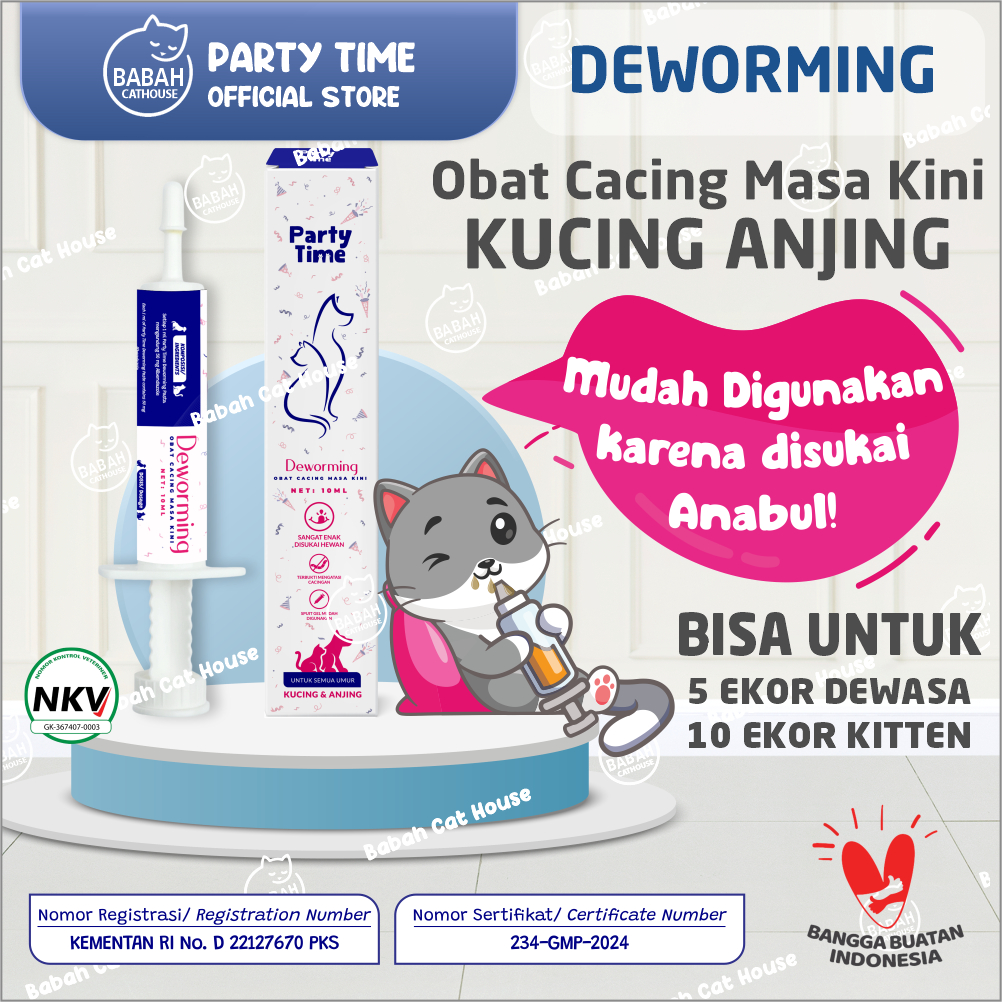 Jual PARTY TIME DEWORMING Obat Cacing ENAK Untuk Kucing Anjing Cat ...