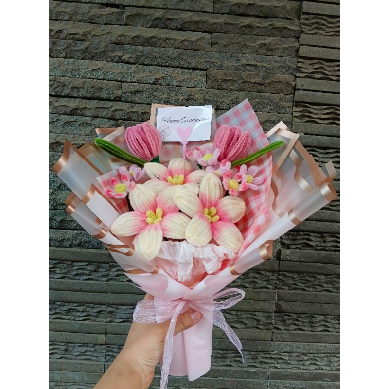 Jual Nura Flower / Bouquet kawat bulu / Bucket kawat bulu / Bouquet ...