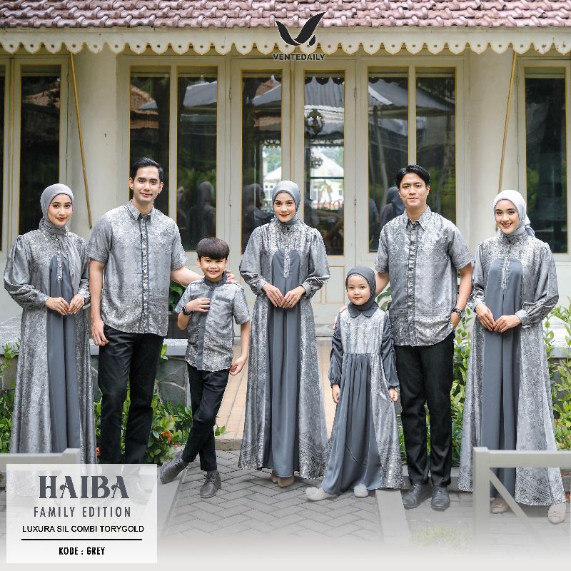 Jual New Haiba Family Edition Set Baju Keluarga Harmonis Luxura Silk Kombi Tory Gold Grey Baju ...