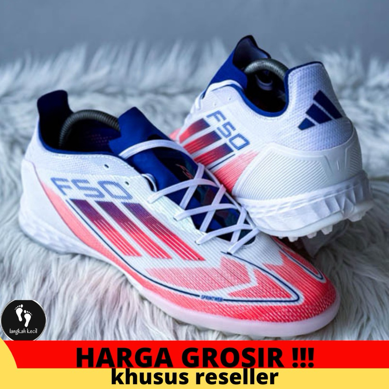 Jual Sepatu futsal F50 white red blue turf tf slimfit khusus kaki ...