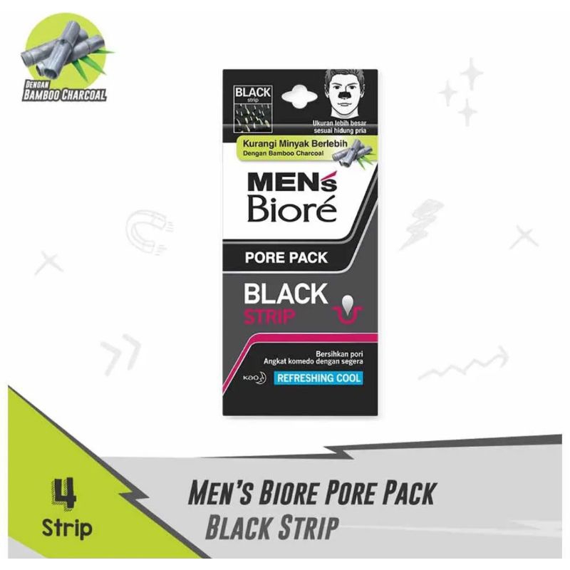 Jual Biore Men's Pore Pack With Black Strip 4'S | Shopee Indonesia