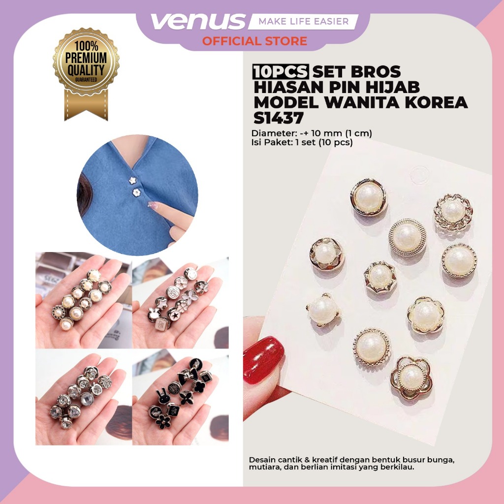 Jual VENUSJKT – Set Bros Dagu Hijab 10PCS Pin Klip Lucu Korea Tanpa ...