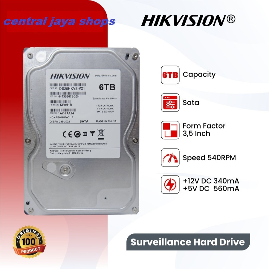 Jual HIKVISION DS60HKVS-VX1 6TB 3.5" SATA SURVEILLANCE HARD DISK HARD ...