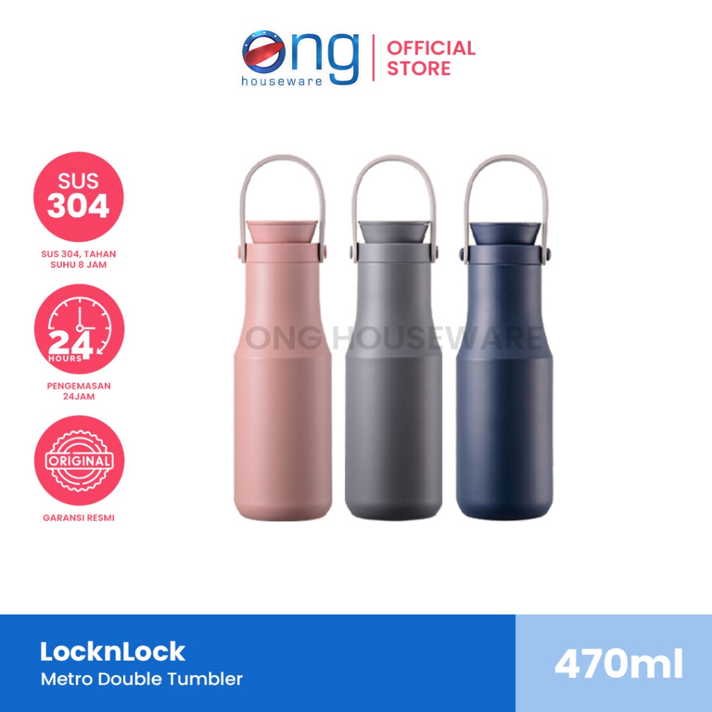 Jual Ong Houseware - Botol Termos Minum Metro Double Tumbler Mug Hot & Cool 470Ml LocknLock ...