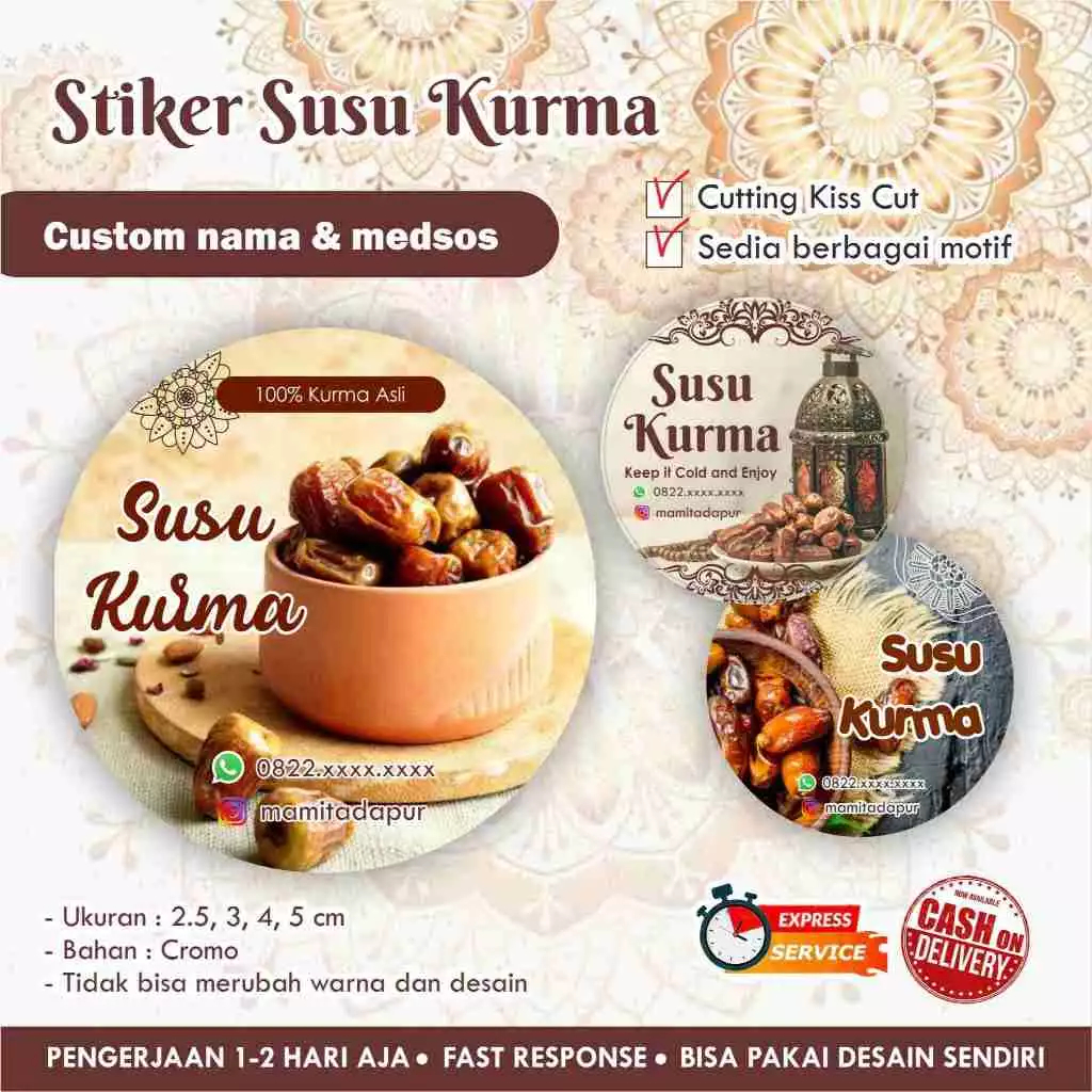 Jual Stiker Susu Kurma Cromo bulat / Label kemasan makanan minuman ...
