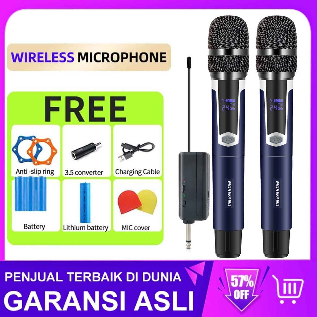 Jual wireless microphone R12B2-T BLACK rechargeable hand held ...