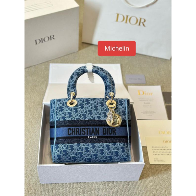 Jual Di*r Lady D-Lite Bag With Magnet Box + Twilly Di*r Lady Denim ...