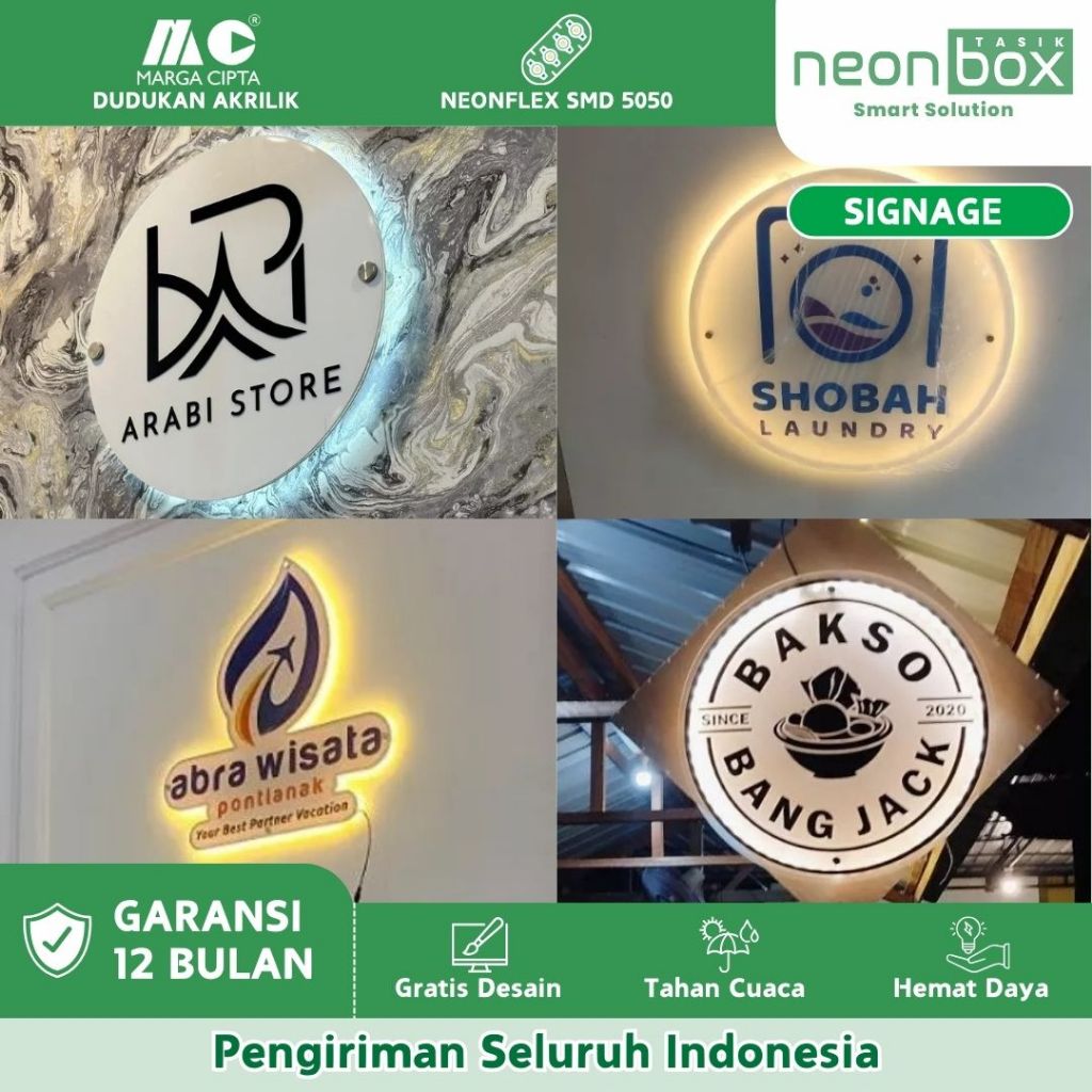 Jual Papan Nama Toko Usaha Signage Mewah LED Menyala Acrylic Bussiness ...