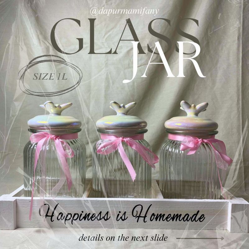 Jual INFORMA GLASS JAR HOLO BUTTERFLY 1000ML//TOPLES KUE//TOPLES KACA ...