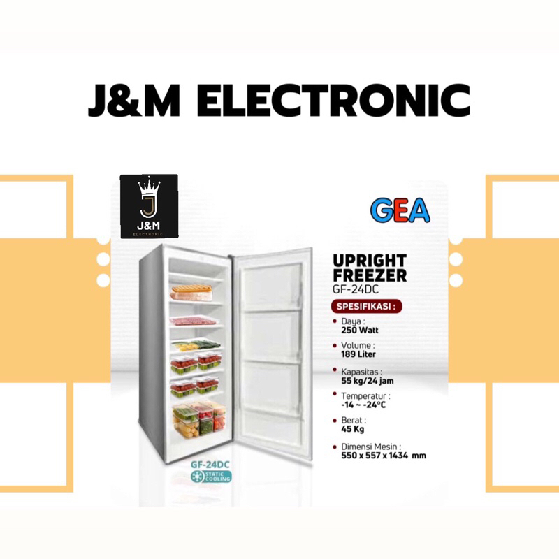 Jual gea upright freezer GF 24 DC kulkas 1 pintu es batu rak freezer 6 ...