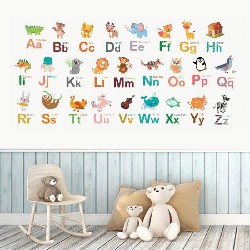 Jual Stiker Dinding Anak Dekorasi Kamar Abjad Animal Cute Huruf ...