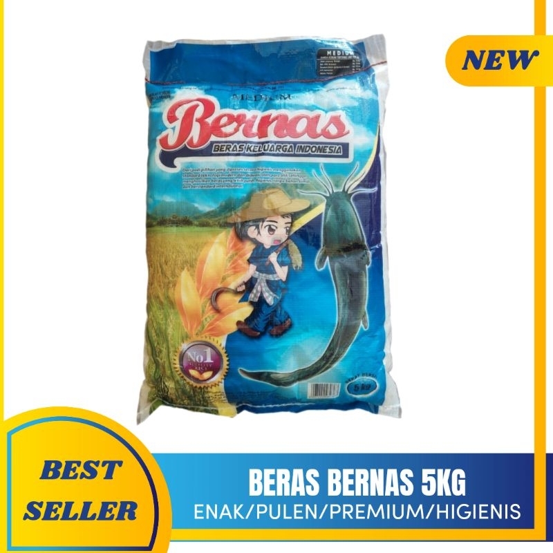 Jual BERAS PREMIUM BERNAS KEMASAN 5KG MURAH/SUPER PUNEL/BERSIH/PUTIH ...