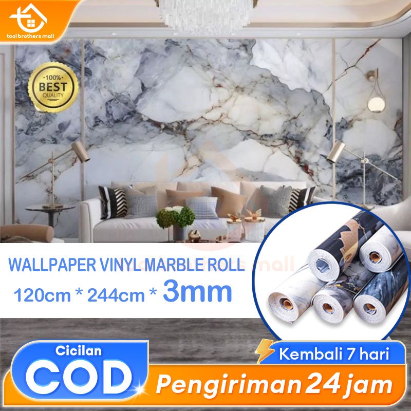Jual Reaim Wallpaper Dinding Motif Vinyl Marble Foam Roll Sticker Kamar ...