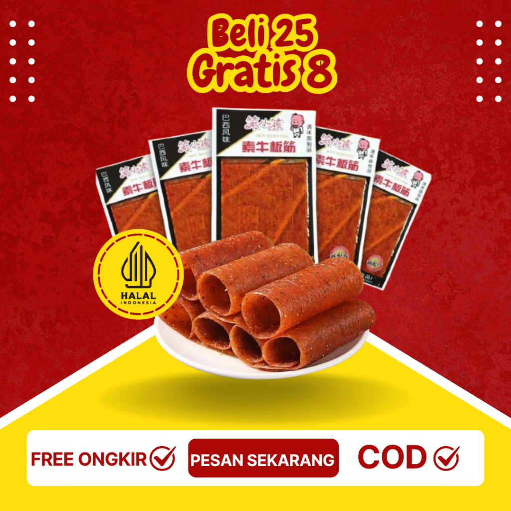 Jual Hala lSnack Unik Rasa Daging Sapi Cemilan Pedas Gluten Vegan Murah ...