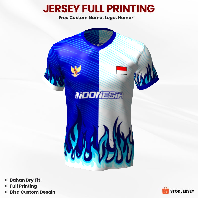 Jual Jersey Futsal Biru Putih Motif Garis Api 518 - Kaos Jersey Custom ...