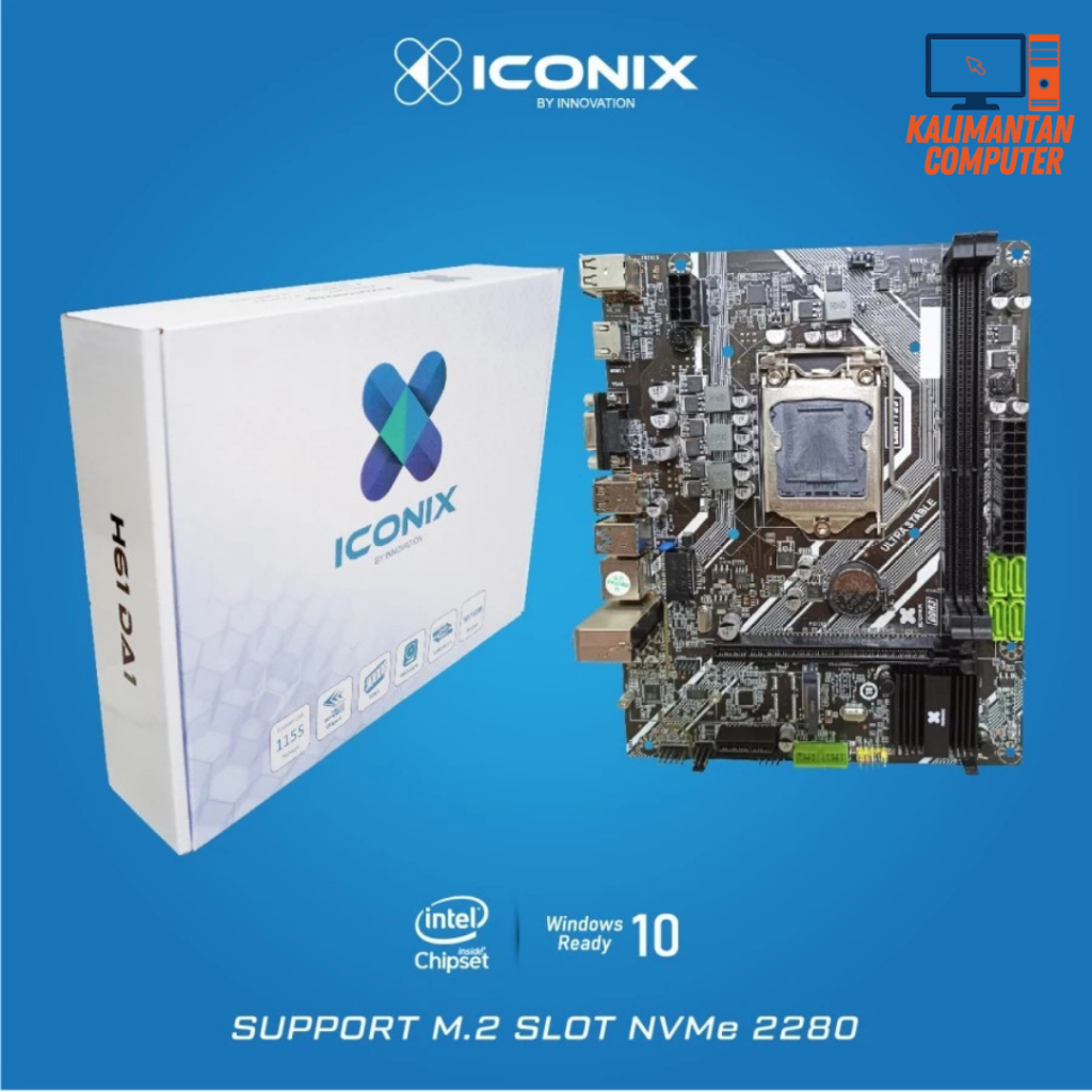 Jual MOTHERBOARD ICONIX H61 DA1 Slot NVMe Mainboard Socket LGA 1155 ...