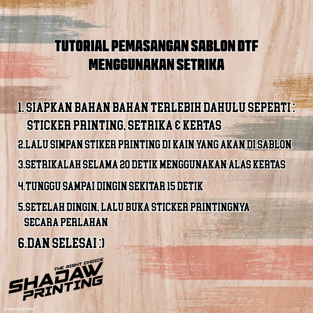 Jual DTF Sablon Sticker Setrika Custom Satuan / SABLON praktis Setrika ... Jual DTF Sablon Sticker Setrika Custom Satuan / SABLON praktis Setrika ...