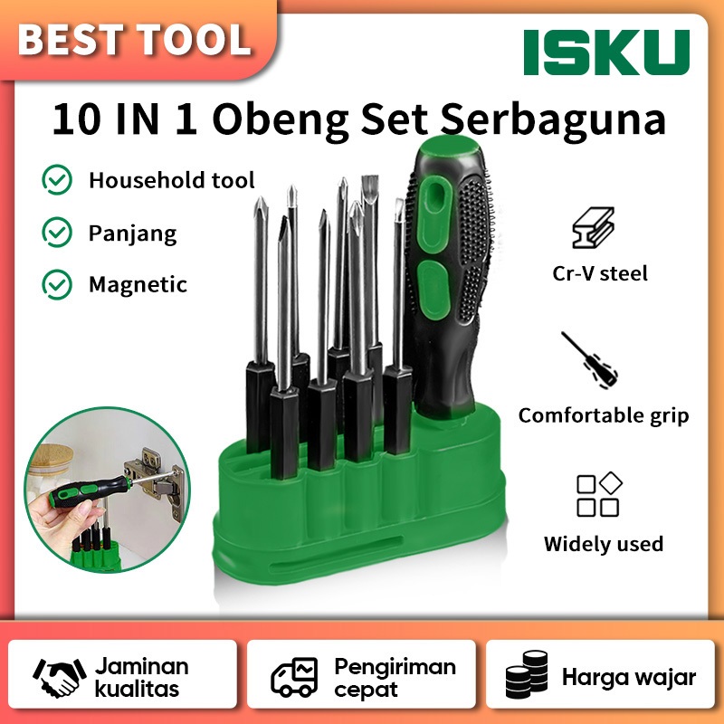 Jual ISKU 10 in 1 Obeng/Obeng Set Kunci Shock Set Multifunction ...