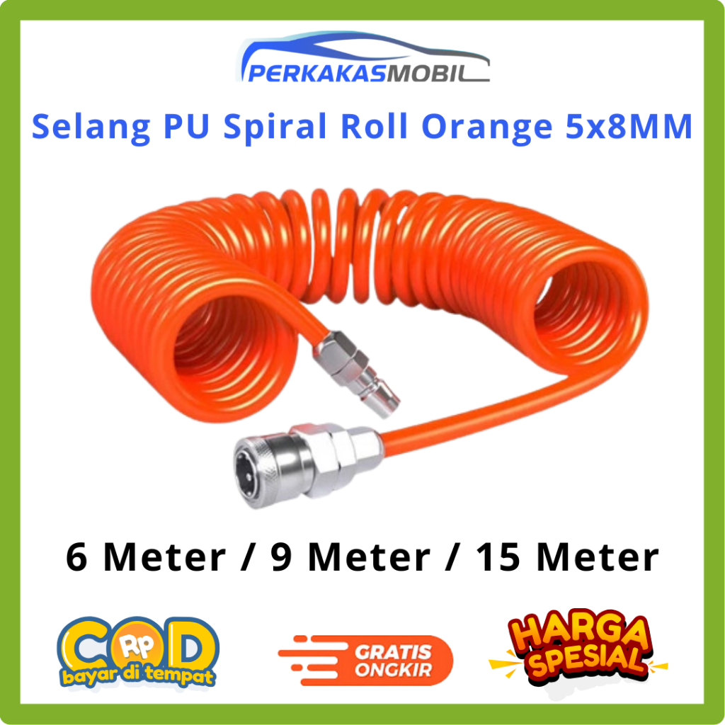 Jual Selang PU Spiral Roll Orange 5x8MM Ukuran 6 Meter / 9 Meter / 15 ...