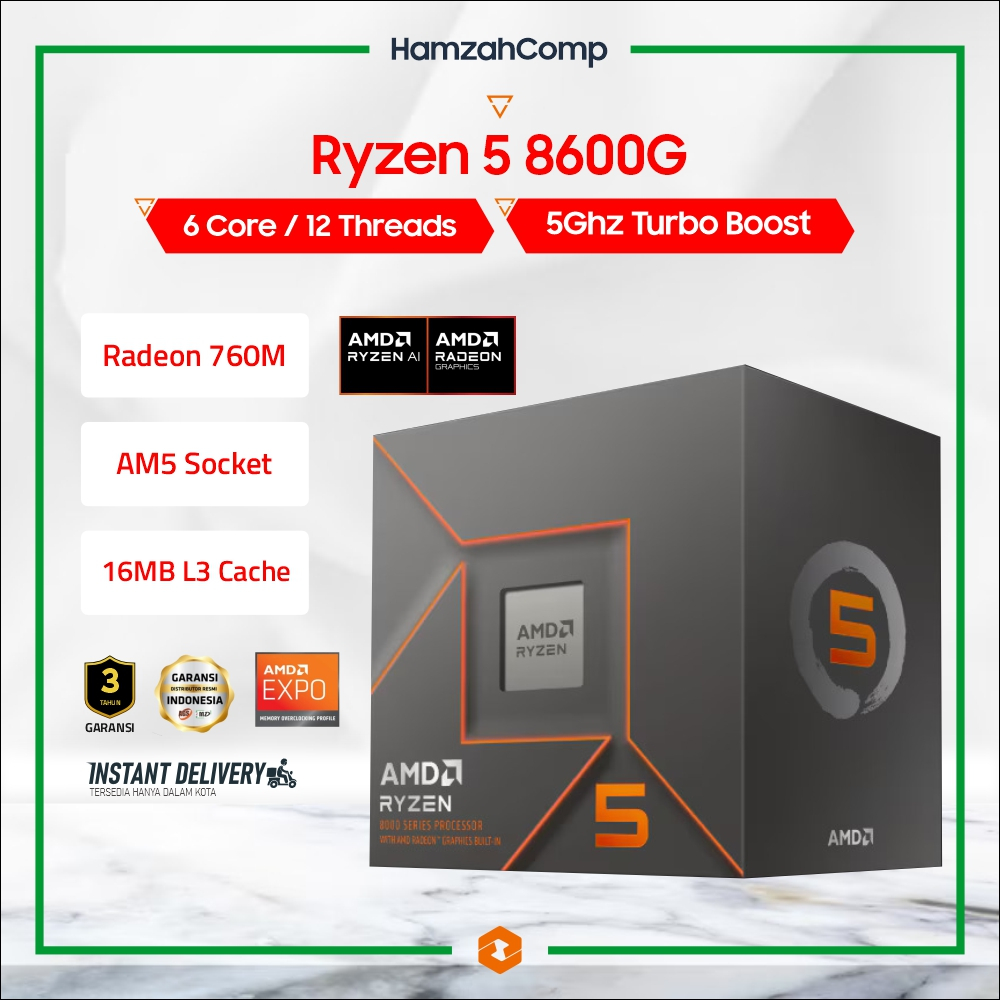 Jual AMD Ryzen 5 8600G 4.3Ghz Up to 5Ghz 16MB Cache Box with Wraith ...