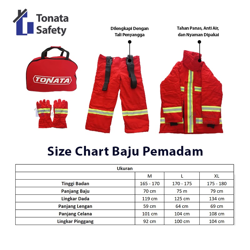 Jual Tonata Baju Pemadam Api Fire Fighting Suit Baju Damkar Merah ...