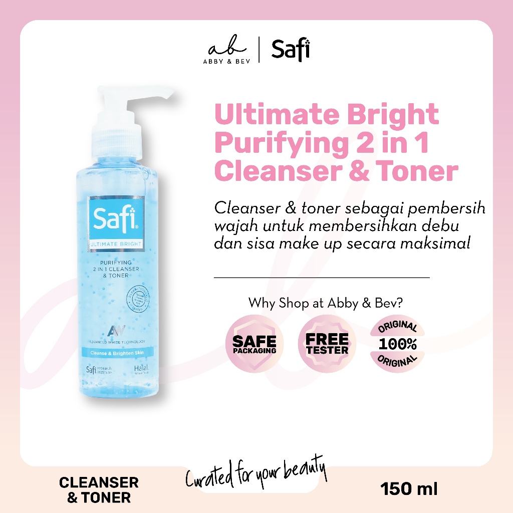 Jual AB - Safi Ultimate Bright Purifying 2in1 Cleanser & Toner [150ml]/ Pembersih Wajah ...