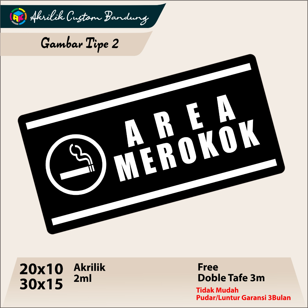 Jual Akrilik Tulisan Area Merokok Tipe 2 ACRYLIC Signage | Shopee Indonesia