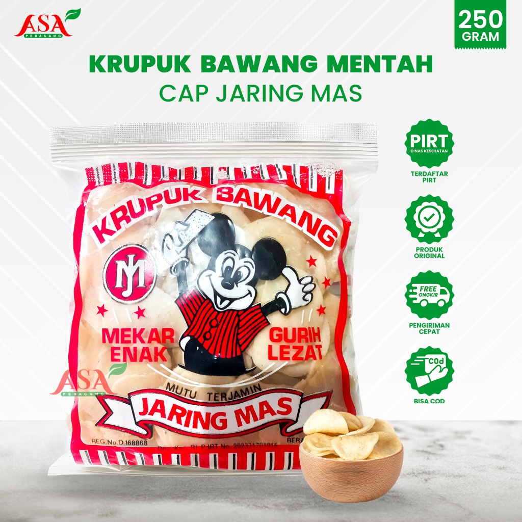 Jual Krupuk Bawang Mentah Cap Jaring Mas 250 gram Oleh Oleh Rembang ...