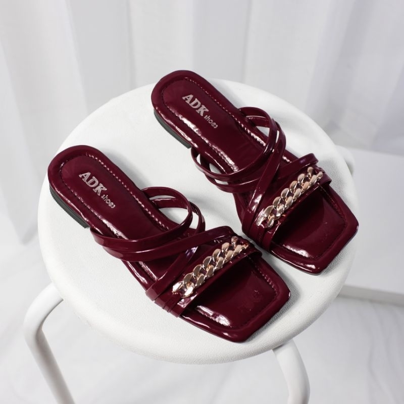 Jual adk shoes anita sandal karet super empuk combinasi rantai kekinian ...