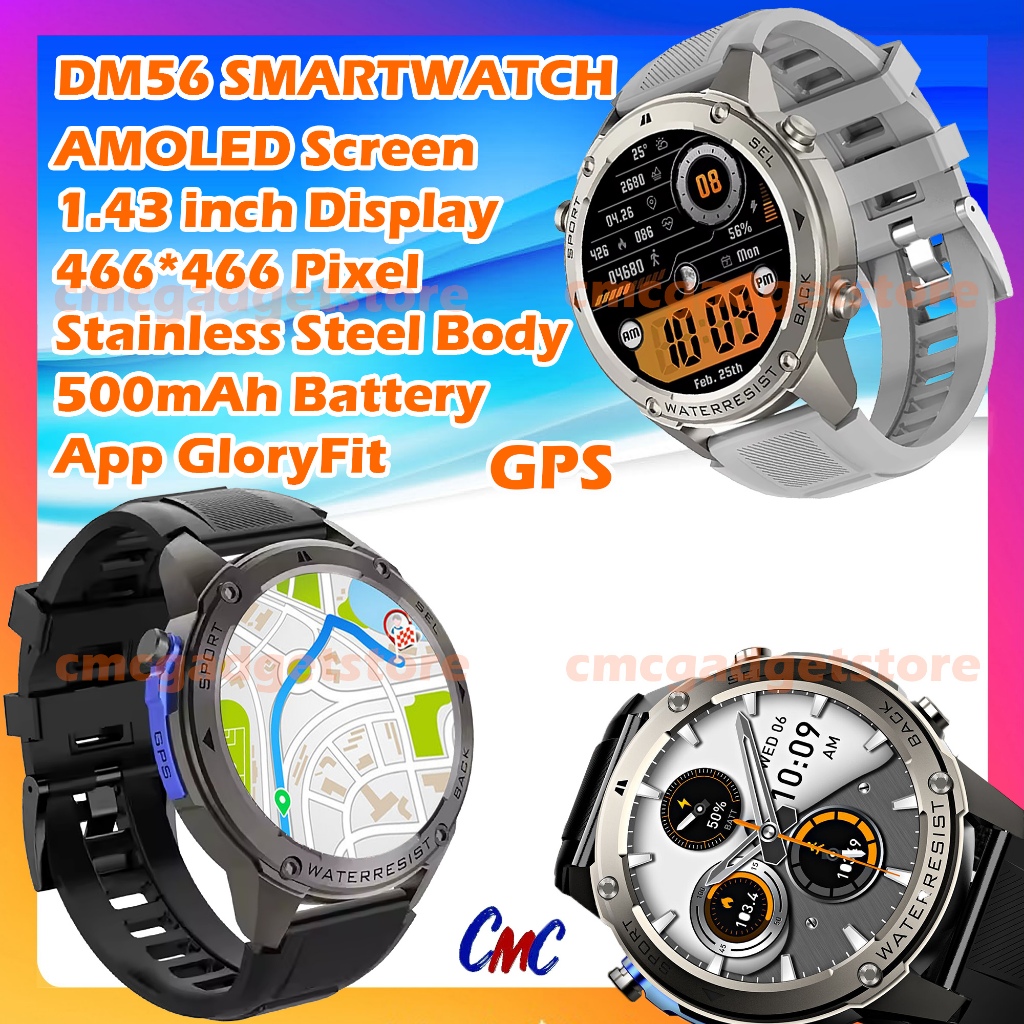 Jual DM56 Smartwatch GPS AMOLED Screen 1.43 Inch HD Always On Display ...