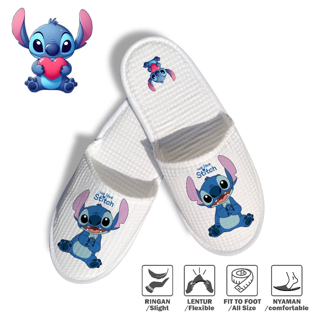 Jual Sandal Rumah/Hotel Wafle Motif Lilo Stitch Lucu | Shopee Indonesia