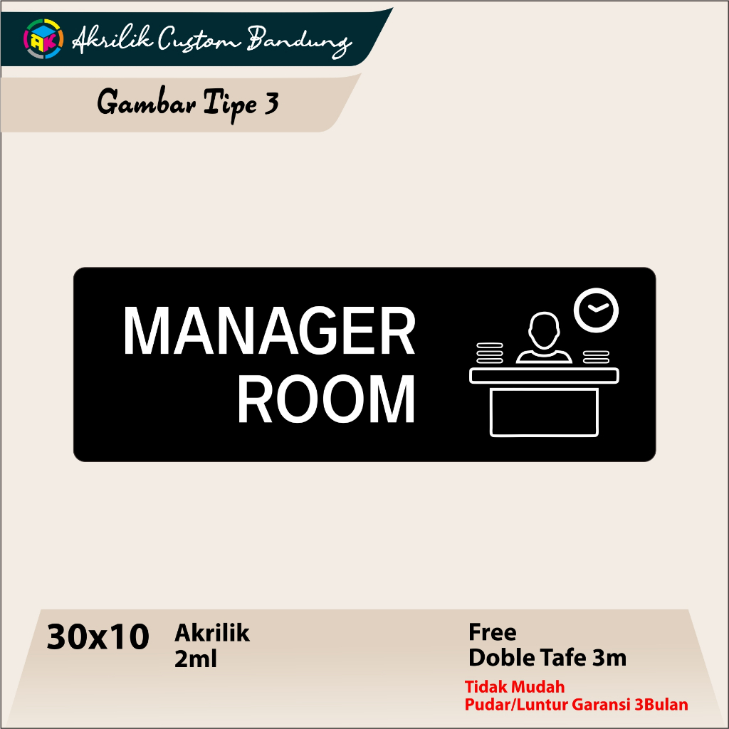 Jual AKRILIK MANAGER ROOM TIPE 3 ACRYLIC SIGNAGE CUSTOM OFFICE | Shopee ...