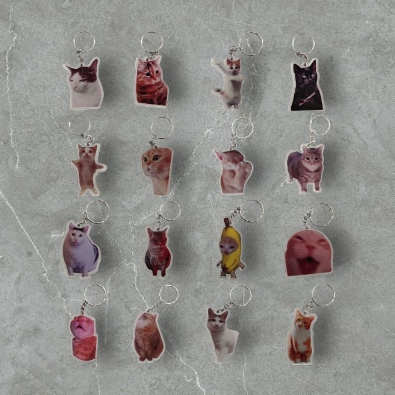 Jual GANTUNGAN KUNCI MEME KUCING KEYCHAIN KUCING LUCU UNIK / GANCI CAT ...