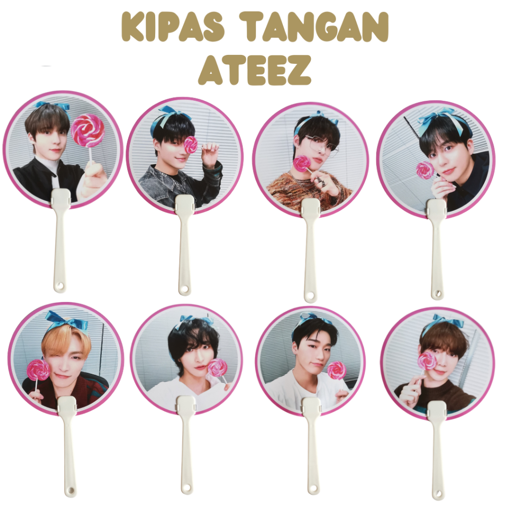 Jual Kipas Tangan Ateez Bulat 2 Sisi Glossy Merchandise Kpop Handfan ...